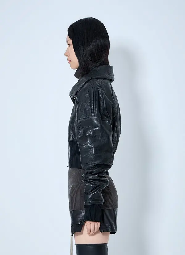Rick Owens Dracuflight Textured Leather Jacket - Black