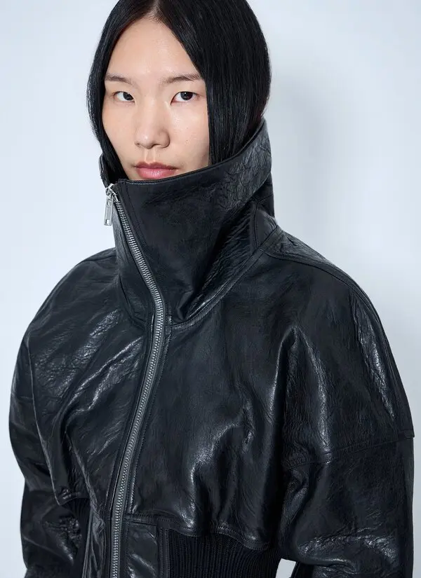 Rick Owens Dracuflight Textured Leather Jacket - Black