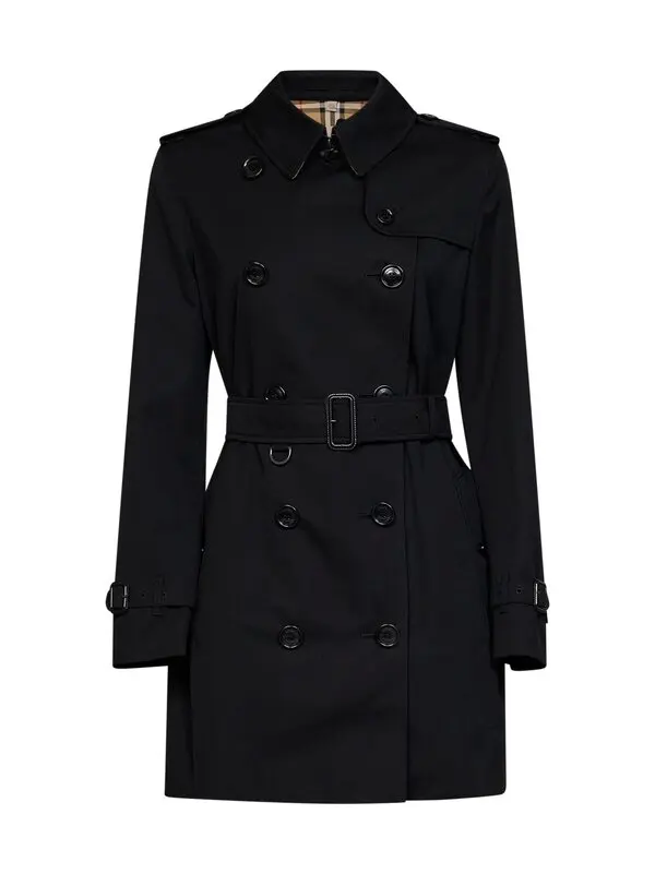 Burberry Black Heritage Kensington Short Trench Coat - Multicolor