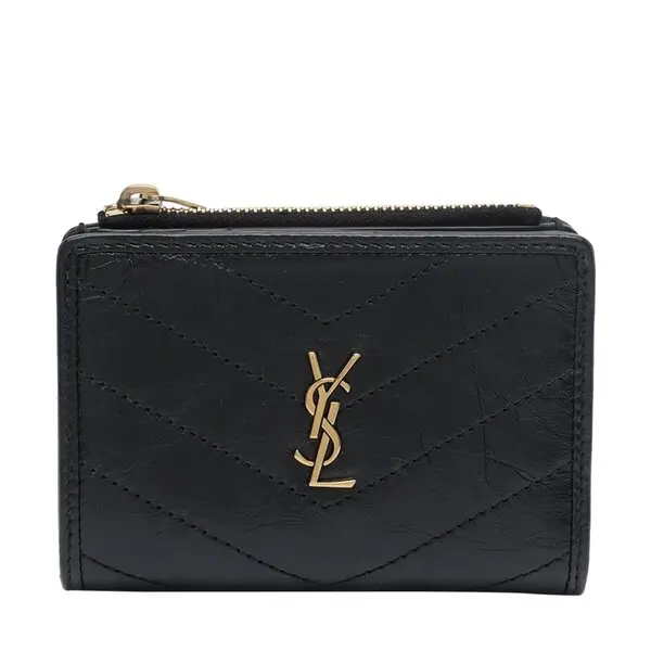 Saint Laurent Vintage Leather Bi-fold Niki Wallet - Black