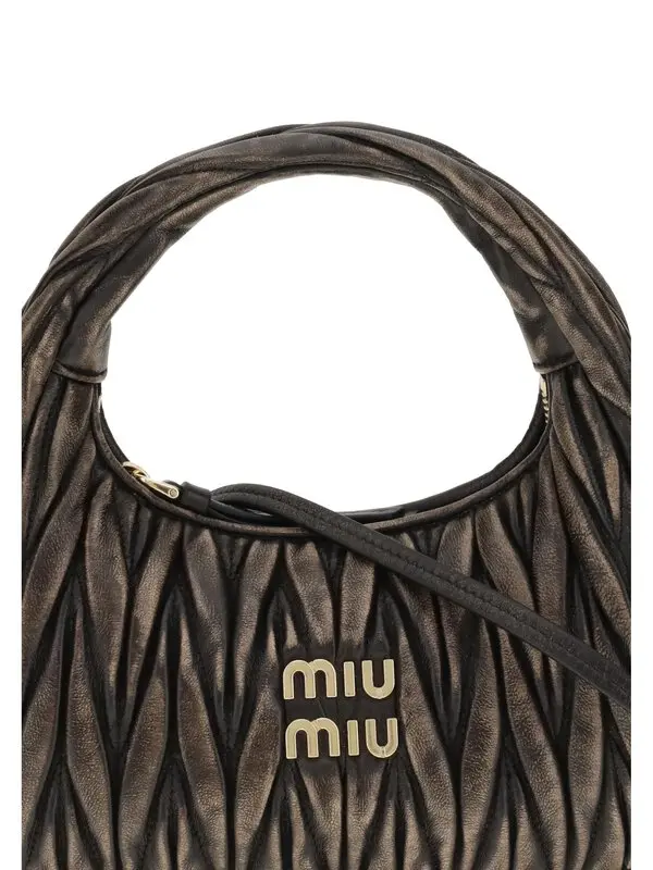 Miu Miu Wander Handbag In Quilted Leather - Brown