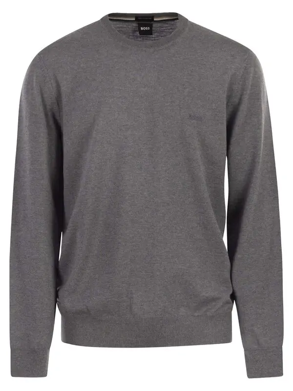 BOSS Regular Fit Virgin Wool Jumper With Embroidered Logo