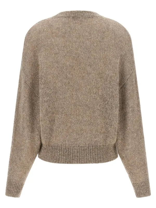 Brunello Cucinelli Diamante Sequin Knit Sweater - Cream
