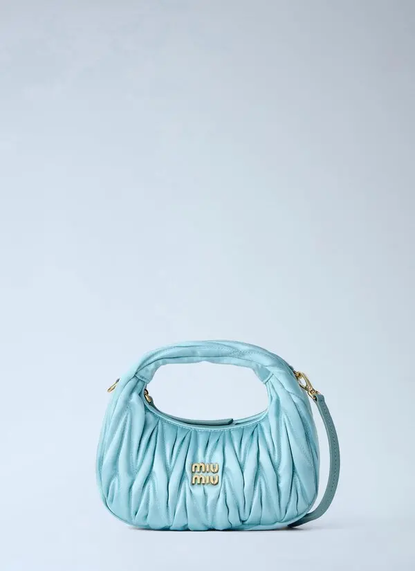 Miu Miu Wander Matelassé Satin Mini Bag - Blue