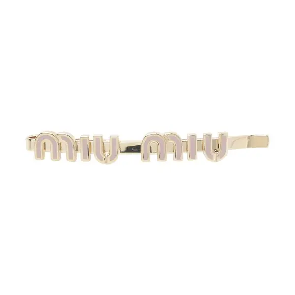 Miu Miu Logo Enameled Metal Hair Clip - Pink