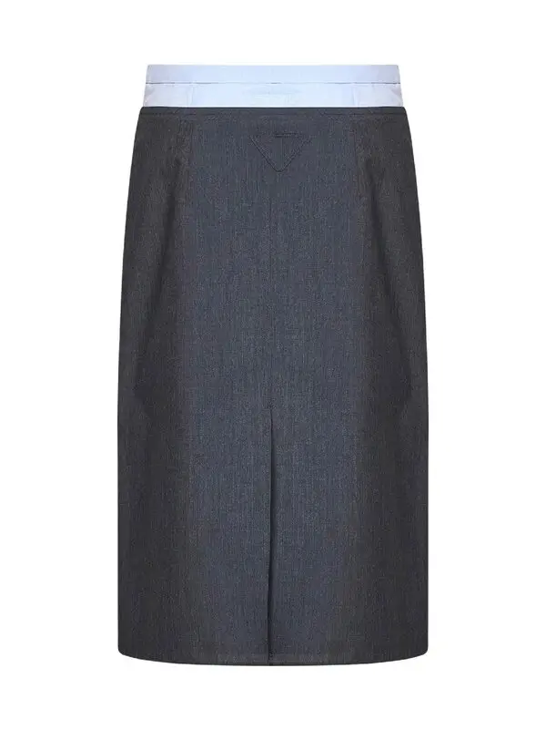 Prada Wool And Mohair Midi Skirt With Shirt-style Insert - Multicolor
