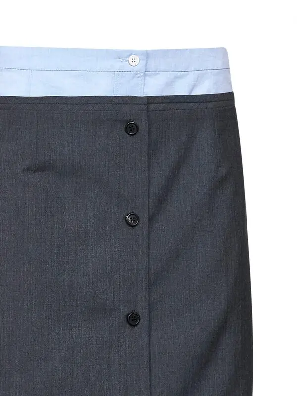 Prada Wool And Mohair Midi Skirt With Shirt-style Insert - Multicolor