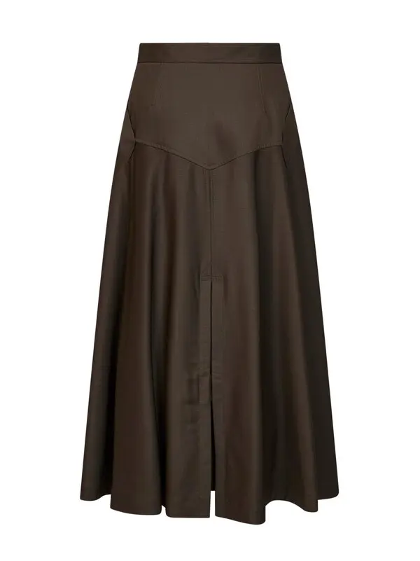 Burberry Wool Twill Belted Midi Skirt - Multicolor