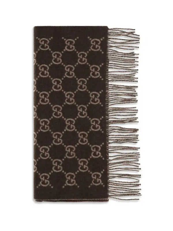 Gucci Gg Cashmere Scarf - Brown