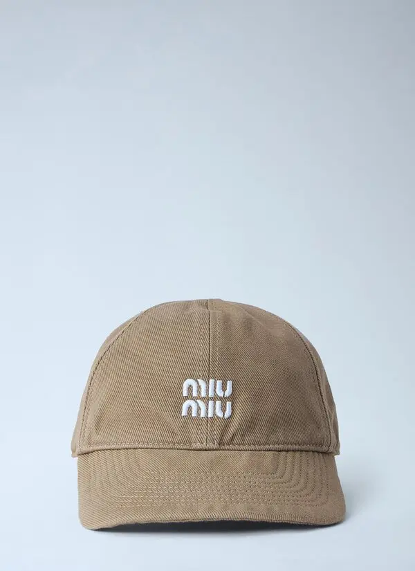 Miu Miu Embroidered Logo Cap - Cream