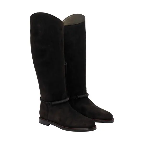 Brunello Cucinelli Suede Boots With Precious Strap