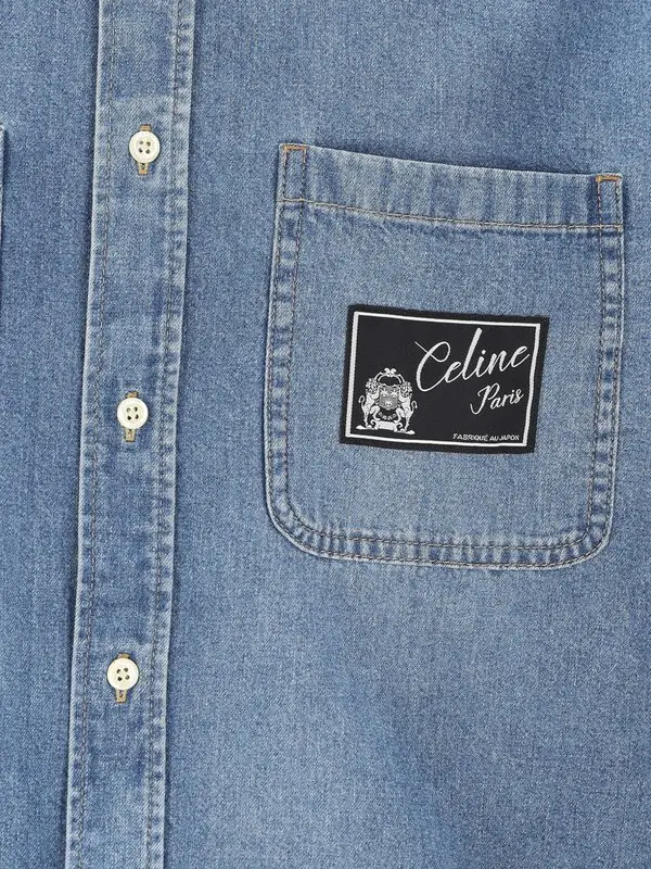 Celine Logo Cotton Denim Shirt