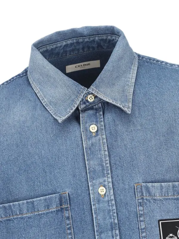 Celine Logo Cotton Denim Shirt