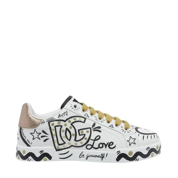 Dolce & Gabbana Portofino Leather Sneakers - White