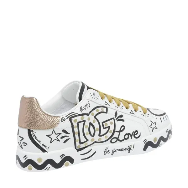 Dolce & Gabbana Portofino Leather Sneakers - White