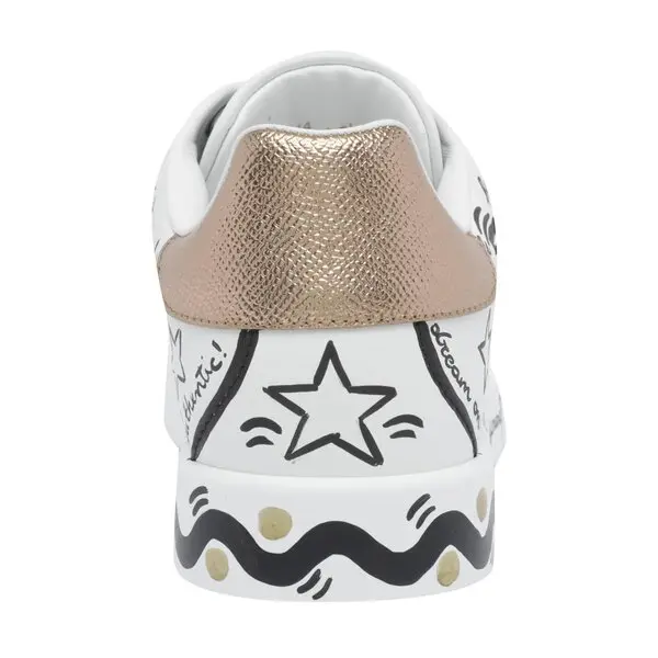Dolce & Gabbana Portofino Leather Sneakers - White