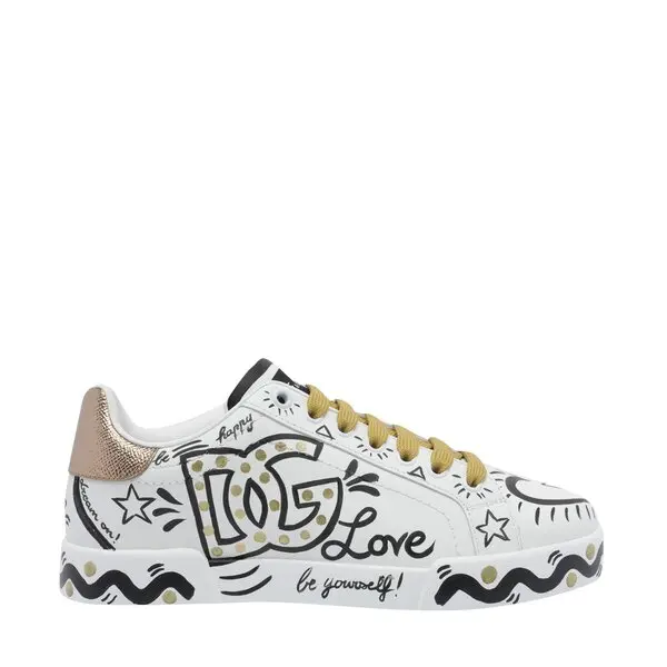 Dolce & Gabbana Portofino Leather Sneakers - White