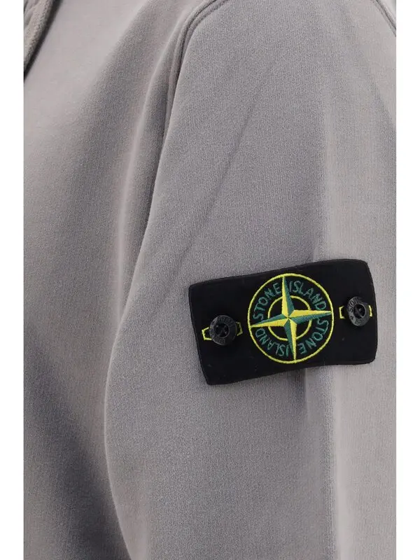 Stone Island Cotton Zip Hoodie With Compass Logo