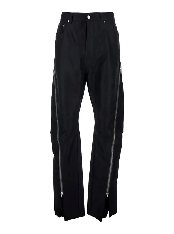 Rick Owens Bolan Banana' Stretch Cotton Pants With Zip Details - Black