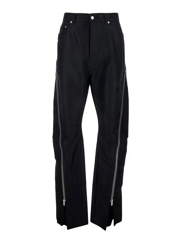 Rick Owens Bolan Banana Stretch Cotton Pants With Zip Details - Black