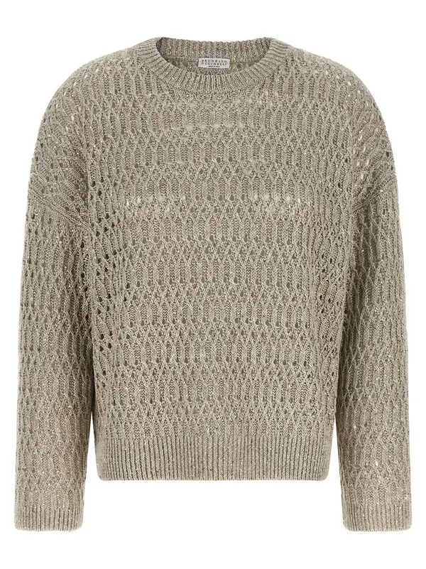 Brunello Cucinelli Dazzling Braids' Sweater - Cream