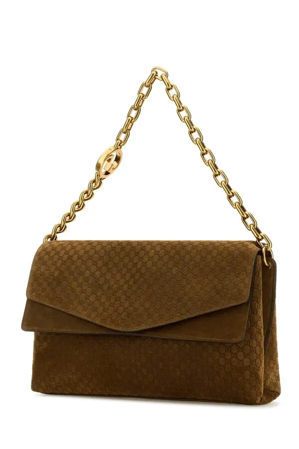 Gucci Camel Suede Large Shoulder Bag