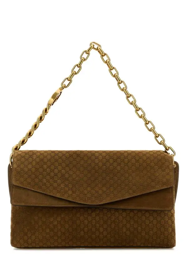 Gucci Camel Suede Large Shoulder Bag - Brown