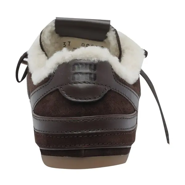 Miu Miu Gymnasium Suede And Shearling Sneakers - Brown