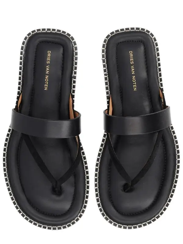 Dries Van Noten Leather Sandal - Black