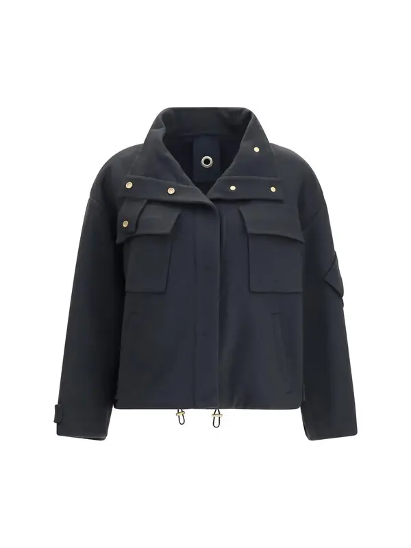Giorgio Armani Coat Caban In Double Cashmere Blouson With High Collar - Gray