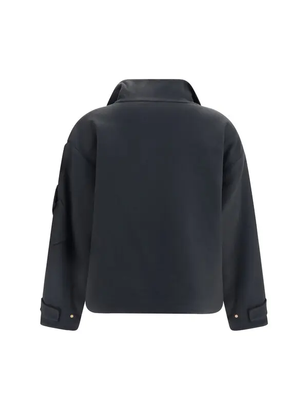 Giorgio Armani Double Cashmere High Collar Blouson Coat - Gray