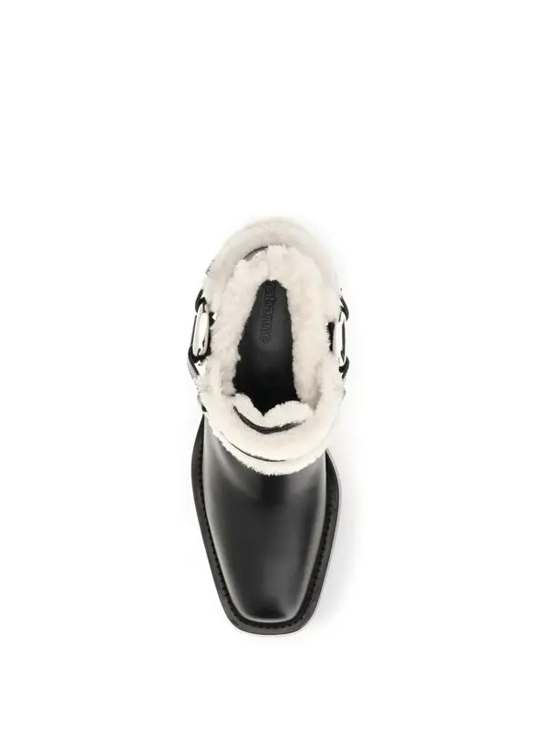 Rabanne Shearling Trim Biker Ankle Boots