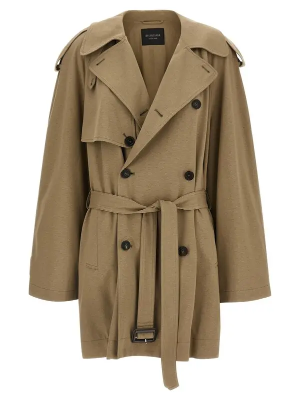 Balenciaga Cotton Trench Coat - Cream