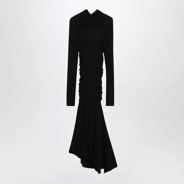 Victoria Beckham Midi High-neck Dress In Viscose - Black