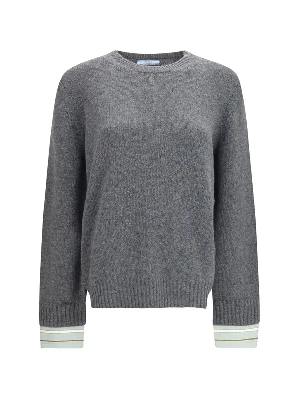 Prada Crewneck Wool Sweater - Gray