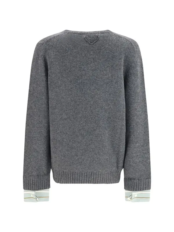 Prada Crewneck Wool Sweater - Gray