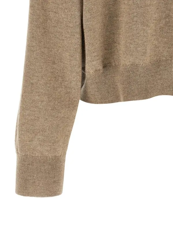 Brunello Cucinelli Sequined Cashmere Turtleneck Sweater - Cream