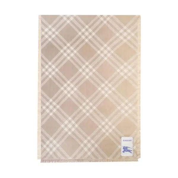 Burberry Degrade' Check Scarf In Wool And Silk - Cream