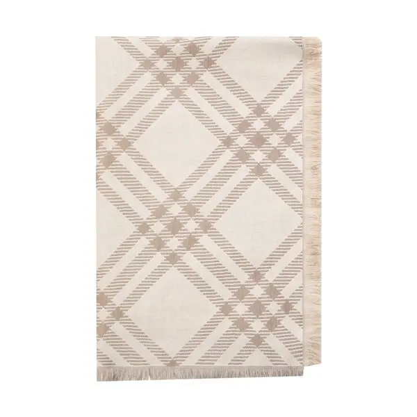 Burberry Degrade' Check Scarf In Wool And Silk - Cream