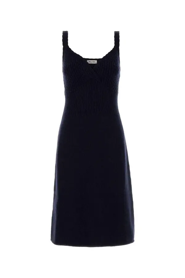 Miu Miu Navy Wool Dress - Blue