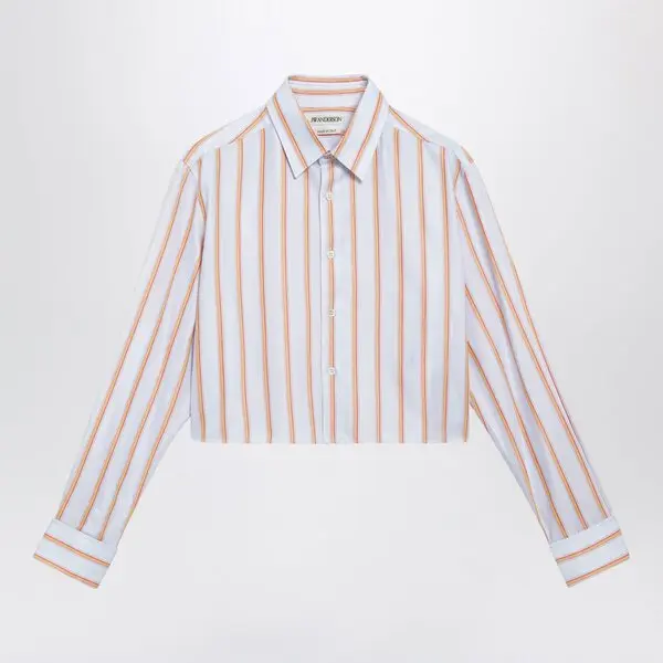 JW Anderson Cropped Blue And Orange Cotton Shirt - Multicolor
