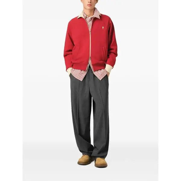 AMI Paris Grey Trousers Regular & Straight-leg Trousers