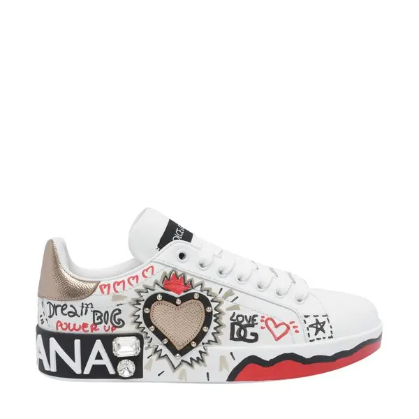 Dolce & Gabbana Portofino Leather Sneakers - White