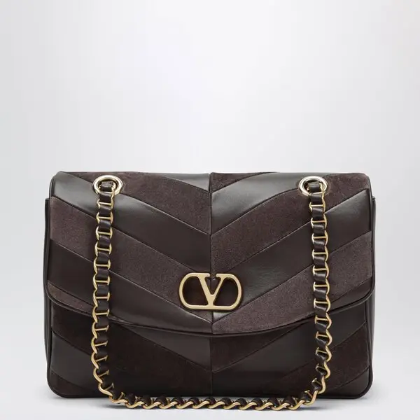 Valentino Garavani Djuna Suede And Nappa Shoulder Bag - Brown