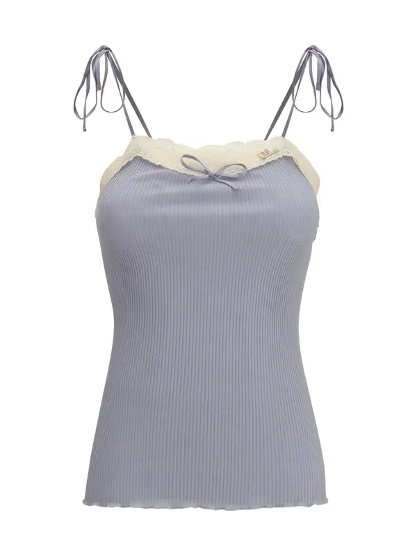 Chloé Jersey And Lace Thin Strap Top