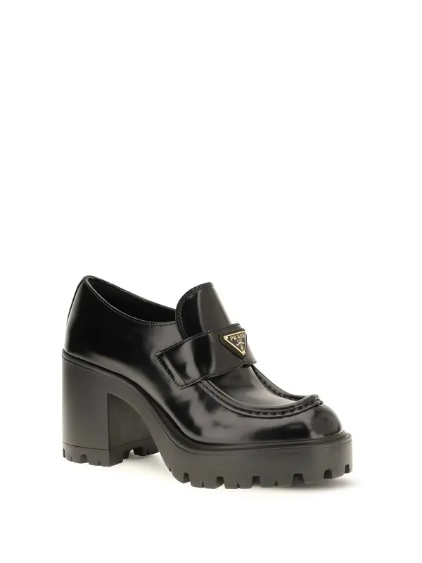 Prada Leather Heeled Loafers