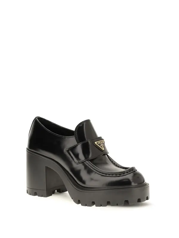 Prada Leather Heeled Loafers