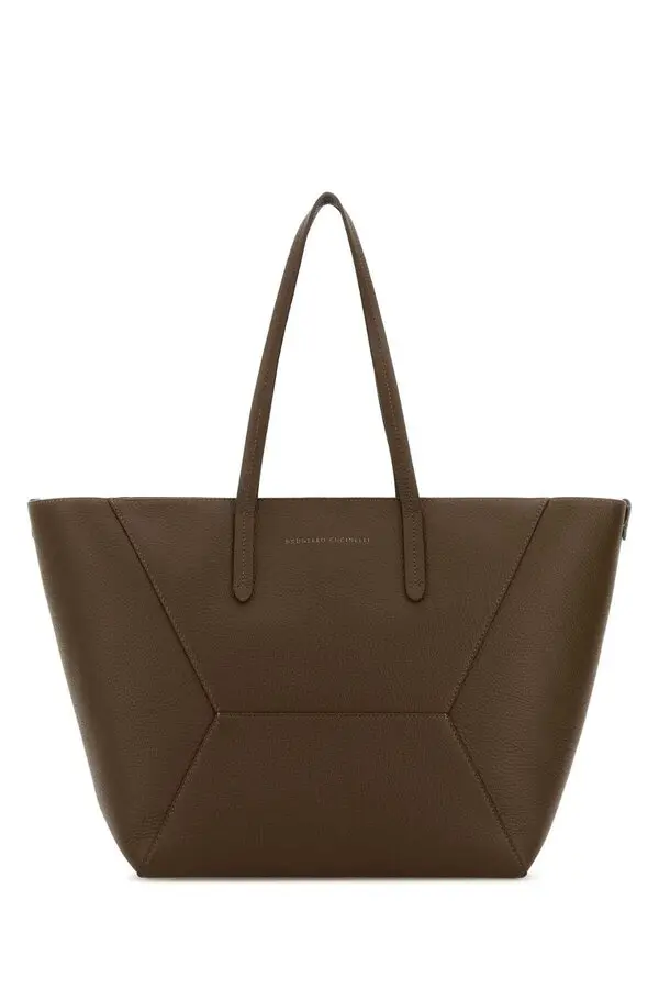 Brunello Cucinelli Mud Leather Shopping Bag