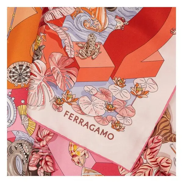 FERRAGAMO Jungle Party Print Silk Scarf
