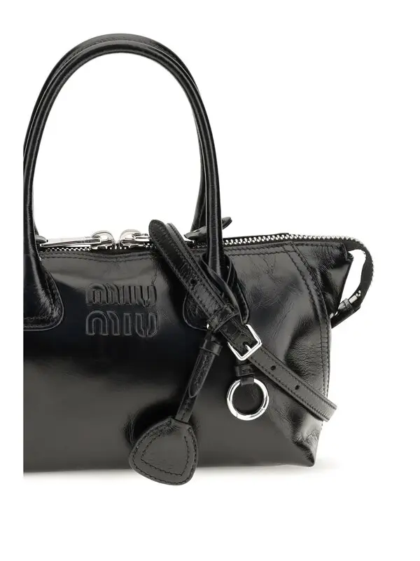 Miu Miu Glossy Leather Handbag - Black